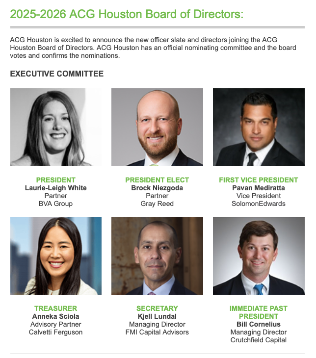 2025-2026 ACG Houston Board of Directors | ACG Houston
